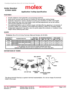Applicators and Crimp Modules Part - 639046600 | Molex