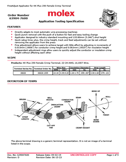 Applicators and Crimp Modules Part - 639047600 | Molex