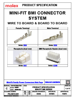 PCB Headers and Receptacles Part - 438100017 | Molex