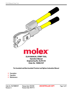 Crimp Presses and Crimp Hand Tools Part - 192860107 | Molex