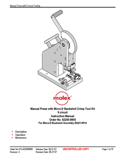 Crimp Presses and Crimp Hand Tools Part - 622008900 | Molex