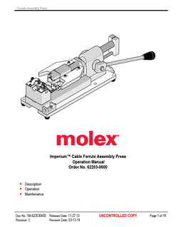 Crimp Presses and Crimp Hand Tools Part - 622030600 | Molex