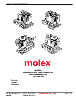 Applicators and Crimp Modules Part - 638927100 | Molex