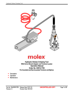 Crimp Presses and Crimp Hand Tools Part - 638161700 | Molex