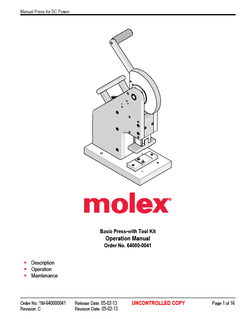 Crimp Presses and Crimp Hand Tools Part - 640000041 | Molex