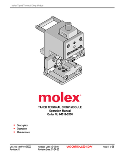 Crimp Presses and Crimp Hand Tools Part - 638017200 | Molex