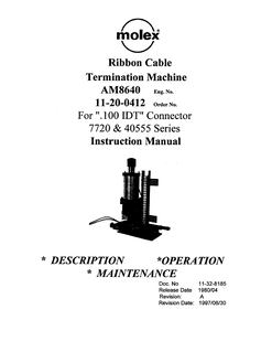 Crimp Presses and Crimp Hand Tools Part - 11200412 | Molex