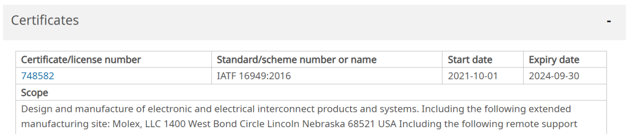 Management Systems Certification | Molex